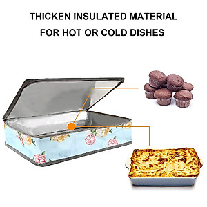 QHANSHIEE Insulated Casserole Carrier For Hot or Cold Food,Pie Carrier,Casserole Dish Carrying Case,Insulated Food Warmer Bag For Party/Picnic,Pioneer Woman Dishes Carrier,Fits 16" x 10" Baking Dish