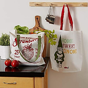 DII Printed Shopping Canvas Bags, Set of 2, Strawberry Garden