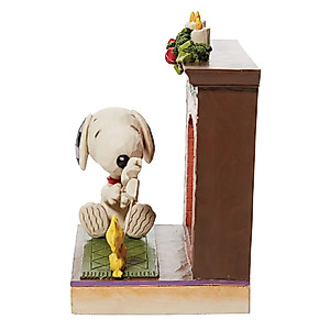 Enesco Jim Shore Peanuts Snoopy and Woodstock Fireplace Figurine, 4.53 Inch, Multicolor