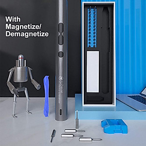 Carperipher 28-in-1 Mini Cordless Electric Screwdriver, Tri-Angle Head, Aluminum, LED Light, Magnetizer, Rechargeable, Electronics Item, Furniture Assembly, Watch Repair Kit with 24 Bits