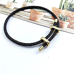 BCletty Bracelet Unisex Steel Rope Bracelet Couple Bracelet Simplicity Fashion Titanium Buckle Adjustable Wire Rope Bracelet (black, adjustable)