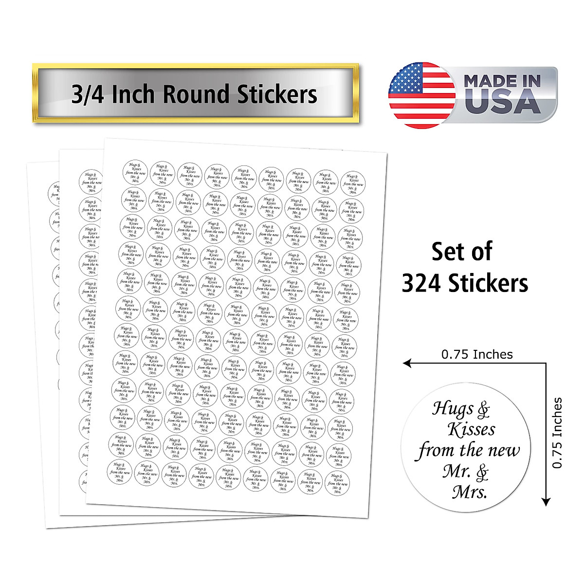 324 Hugs and Kisses from The new Mr. & Mrs. Kiss Wedding Stickers, Chocolate Drops Labels Stickers for Weddings, Bridal Shower Engagement Party Decorations, Party Favors Decor for Kisses