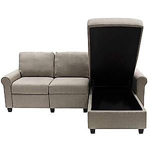 Serta Copenhagen Reclining Sectional with Right Storage Chaise - Oatmeal