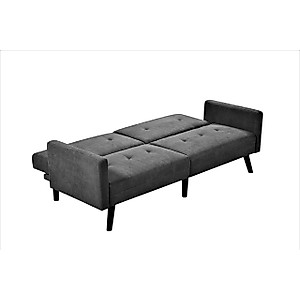 US Pride Furniture Velvet Square Arm Sofa Bed Sofabed, Dark Grey