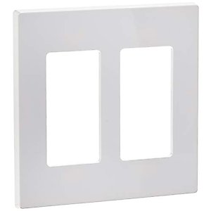 Leviton 80309-SW 2-Gang Decora Plus Wallplate Screwless Snap-On Mount, White