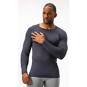 DEVOPS 2 Pack Men's Thermal Long Sleeve Compression Shirts (X-Large, Black/Charcoal)