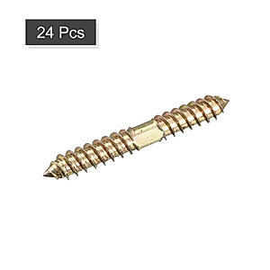 uxcell 8x50mm Hanger Bolts, 24pcs Double Ended Self-Tapping Thread Wood to Wood Dowel Screws for Wood Connecting