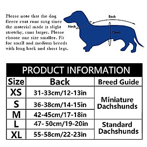 Dachshund Coats Sausage Dog Fleece Coat in Winter Miniature Dachshund Clothes with Hook and Loop Closure and high vis Reflective Trim Safety - Red - XS