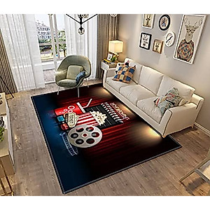 Home Area Runner Rug Pad Cinema Movie Theater Object on Curtain ;Sign Thickened Non Slip Mats Doormat Entry Rug Floor Carpet for Living Room Indoor Outdoor Throw Rugs…
