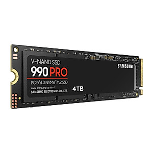 SAMSUNG 990 PRO SSD 4TB PCIe 4.0 M.2 2280 Internal Solid State Hard Drive, Seq. Read Speeds Up to 7,450 MB/s for High End Computing, Gaming, and Heavy Duty Workstations, MZ-V9P4T0B/AM