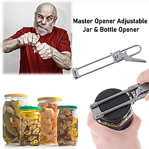 Adjustable Multifunctional Stainless Steel Can Opener，adjustable Stainless Steel Can Opener，fullofcarts Jar Opener for Weak Handsfor Any-size Lids (1pcs, 9in)