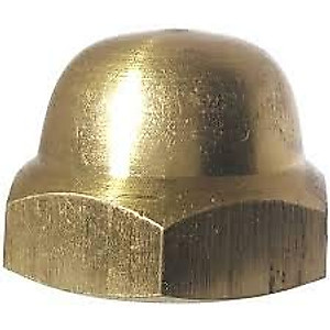 3/8"-24 Acorn Cap Nuts, Solid Brass, Grade 360, Plain Finish, Qty 10 - by Fastener Depot, LLC