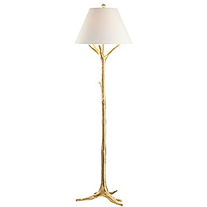 JONATHAN Y JYL3070A Arbor 63.5" Faux Bois Resin LED Floor Lamp, Contemporary, Modern, Elegant, Office, Living Room, Family Room, Dining Room, Bedroom, Hallway, Foyer, Gold Leaf