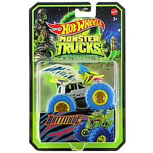 Hot Wheels 2023 Monster Trucks 1:64 Scale Diecast Glow in The Dark Battitude