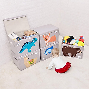 CLCROBD Foldable Large Kids Toy Chest with Flip-Top Lid, Collapsible Fabric Animal Toy Storage Organizer/Bin/Box/Basket/Trunk for Toddler, Children and Baby Nursery (Llama)
