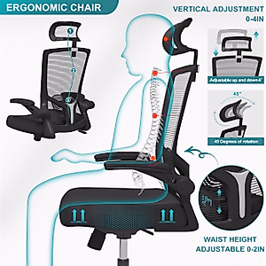 CBBPET Ergonomic Office Chair, Desk Chairs with Wheels, Mesh Office Chair with Lumbar Support, Comfortable with Reclining, Adjustable Armrest and Headrest