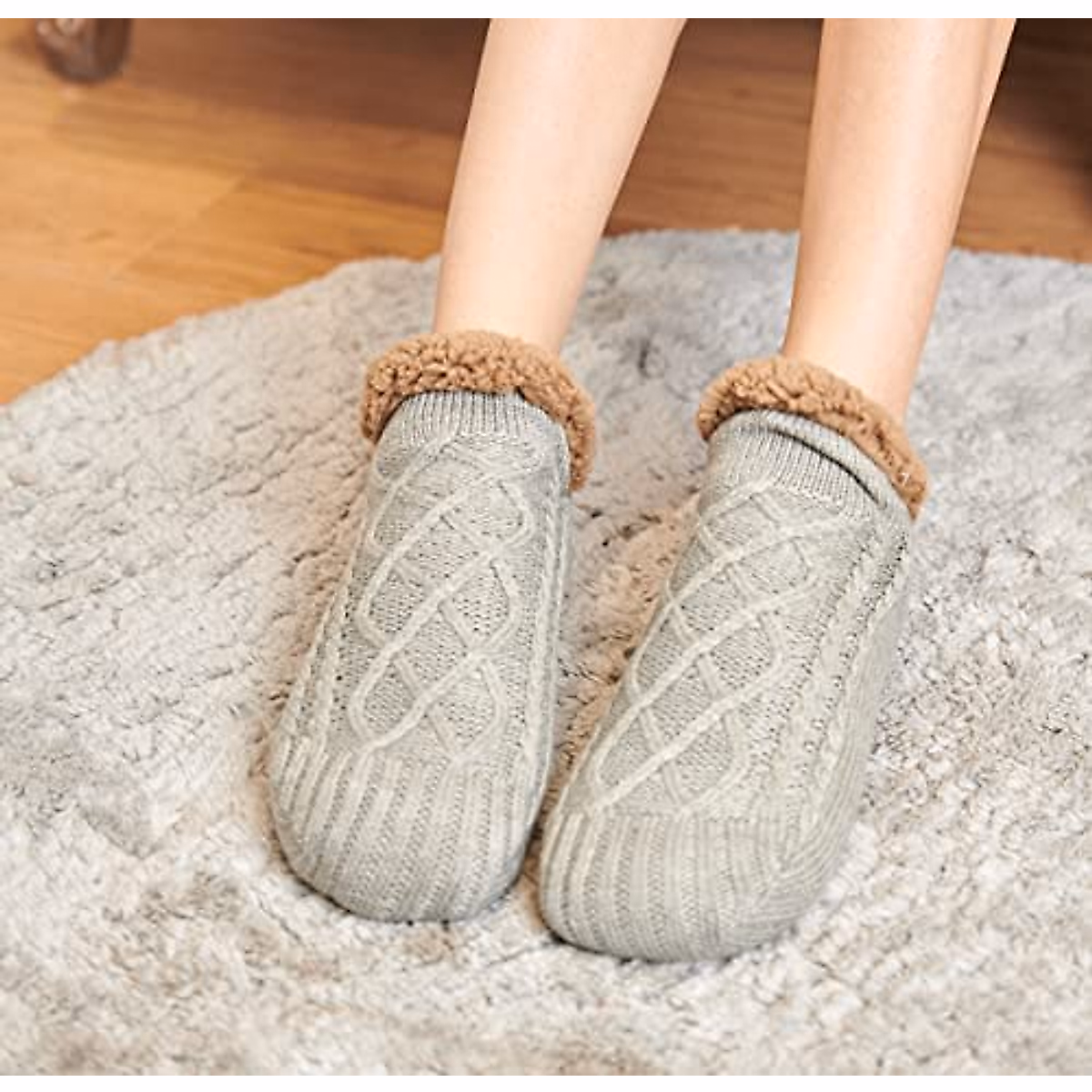 OLIVE OLIVIA Men's Sherpa Fluffy Fleece Socks,Increbible Soft Warm Cozy Fuzzy chrismas socks (Gray)