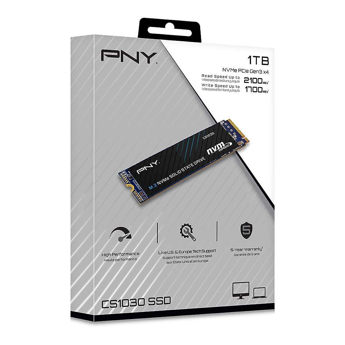 PNY CS1030 1TB M.2 NVMe PCIe Gen3 x4 Internal Solid State Drive (SSD) - M280CS1030-1TB-RB