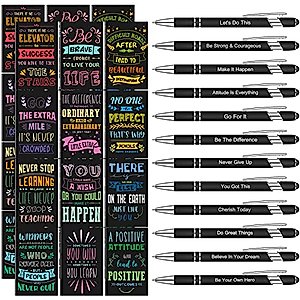 48Pcs Inspirational Notepad Pen Set Inspirational Gifts Notebook Bulk Mini Motivational Journal Notebook Christian Bible Verse Ballpoint Pen Quotes Pen Pocket Notepad for Christmas (Inspirational)