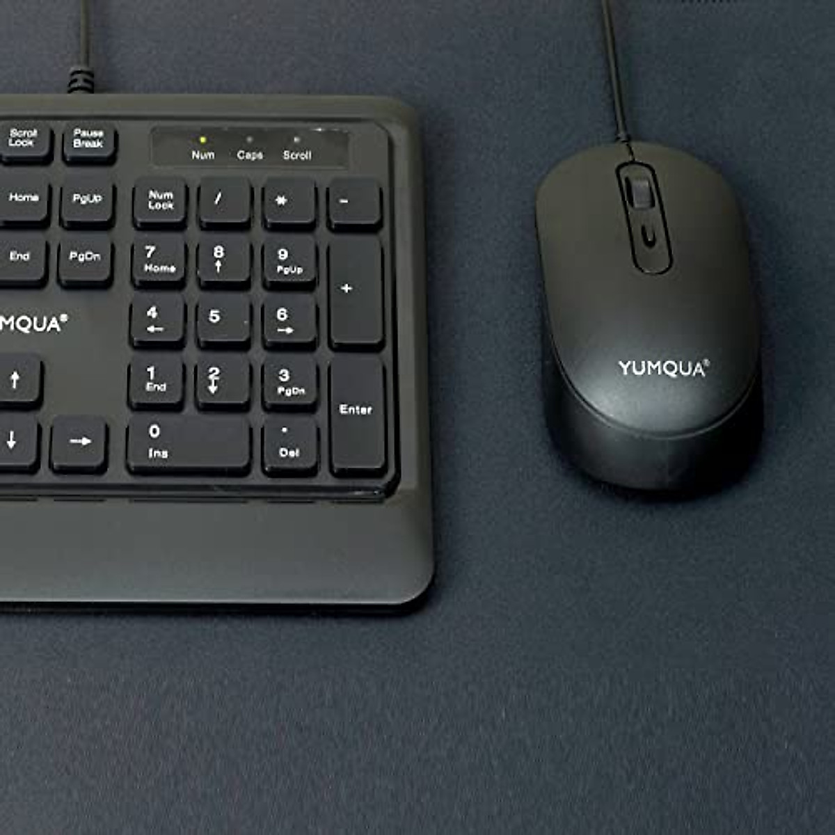 Wired Keyboard and Mouse Combo, YUMQUA Corded USB Computer Keyboard and Mouse Combo for Windows Laptop PC Desktop Notebook, Black