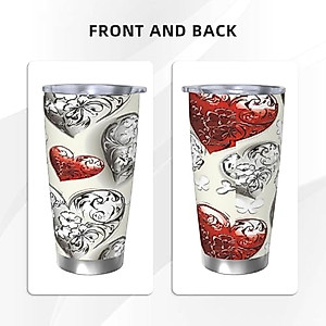 AYCZN Heart 20 OZ Tumbler Stainless Steel Travel Coffee Mug, Romantic Insulated Water Bottle with Lid and 2 StrawsLeakproof Thermal Cup