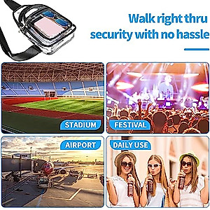 HAOGUAGUA Clear Sling Bag, Clear Crossbody Bag Stadium Approved, Transparent Chest Daypack for Hiking, Stadium or Concerts (Black)