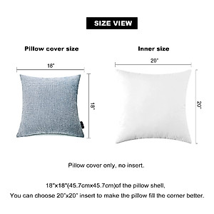 Booque Valley Pack of 2 Rough Chenille Pillow Covers，Thick Texture Solid Rustic Farmhouse Cushion Covers Square Throw Pillow Cases for Sofa Bedroom 18 x 18 Inch Light Blue