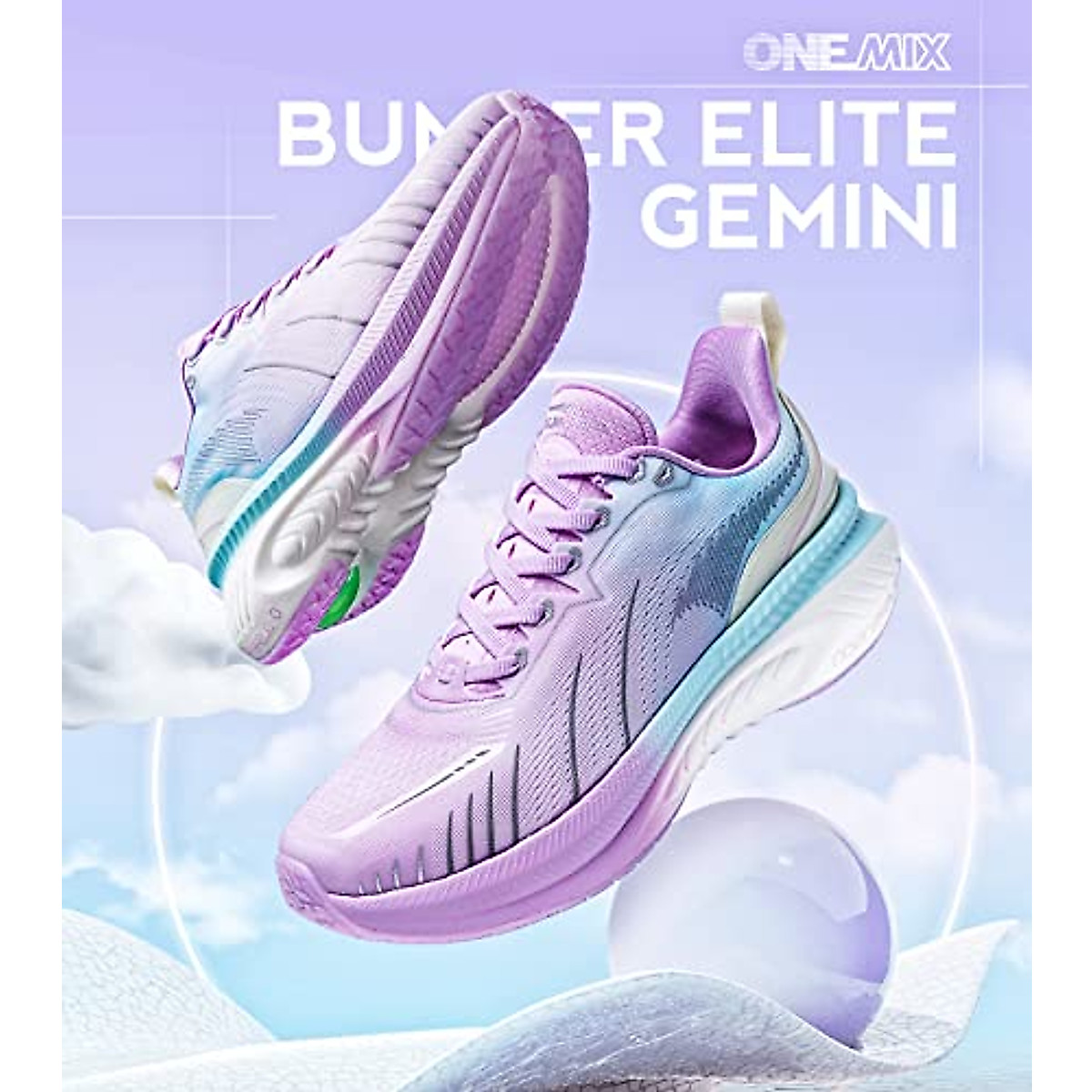 O-Resilio Max Cushioning Running Shoes for Men & Women Wide Cushioned Lightweight Athletic Supportive Road Running Shoes with Arch Support Light Purple Size US Men 12