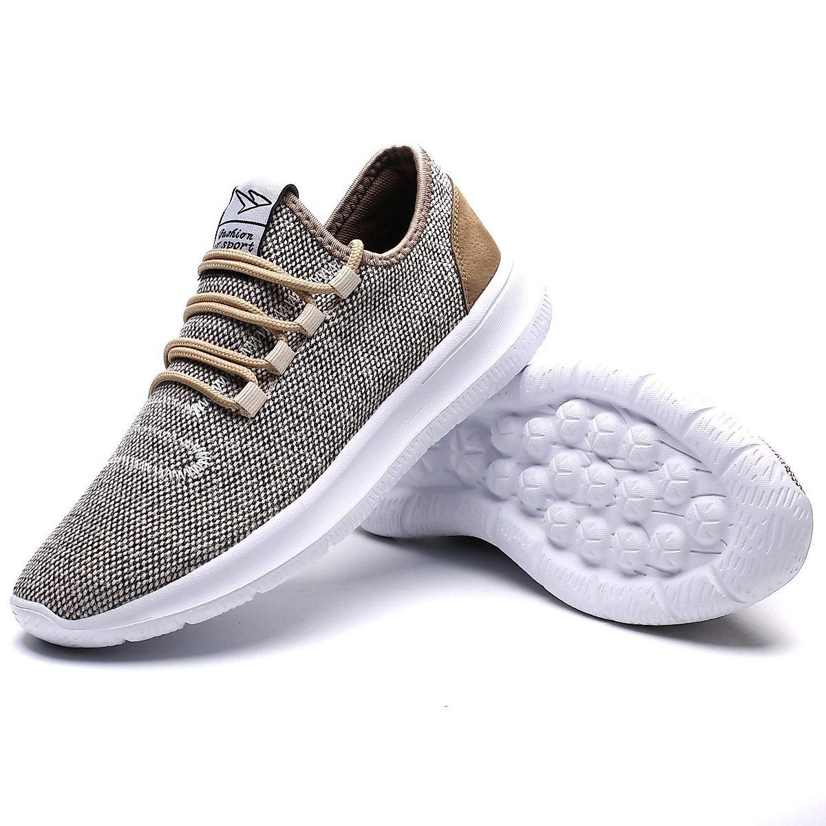 KEEZMZ Men's Running Shoes Fashion Breathable Sneakers Mesh Soft Sole Casual Athletic Lightweight (13, Beige)