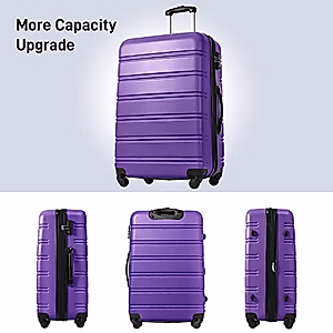 Merax Luggage Sets of 2 Piece Carry on Suitcase Airline Approved,20/24 IN Hard Case Expandable Spinner Wheels (Purple)