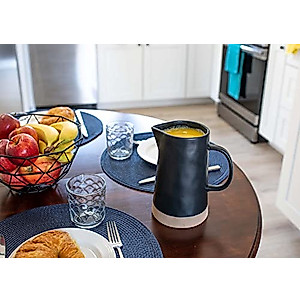 Nat & Jules Large Raw Bottom Matte Black 48 ounce Ceramic Pitcher Jug