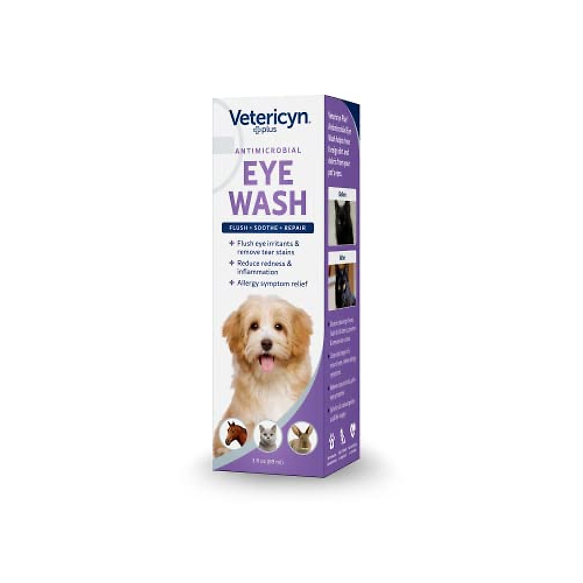Vetericyn Plus Dog and Cat Eye Wash | Eye Drops for Dogs and Cats to Flush and Soothe Eye Irritations, Dog Tear Stain Cleaner, Safe for All Animals. 3 ounces