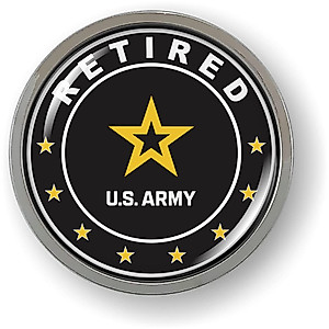 [Officially Licensed Product] - Retired U.S. Army Star Design 3D Domed CAR Emblem Badge Sticker Chrome Plastic Round Bezel