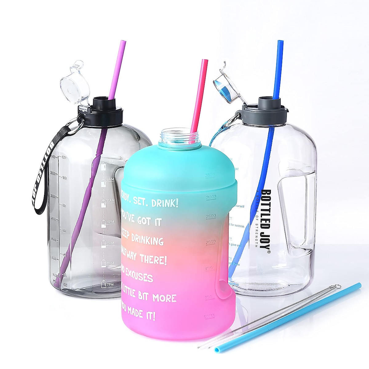 ALINK 15 inch Extra Long Silicone Straws + 2 Silicone Boba Straws 8 Smoothie Straws