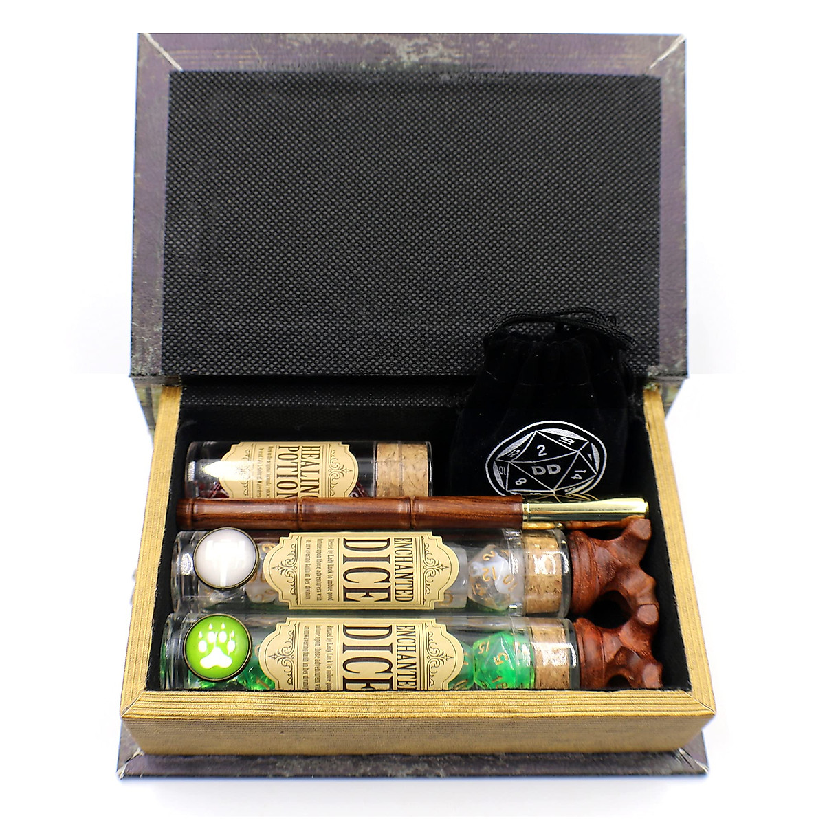 Dahan Dice Druid and Cleric Gift Set with Dice, Box, D20 Stand and Tokens