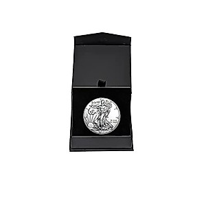 2018 - U.S. Silver Eagle in Plastic Air Tite in Magnet Close Black Gift Box - Gem Brilliant Uncirculated Dollar Uncirculated US Mint