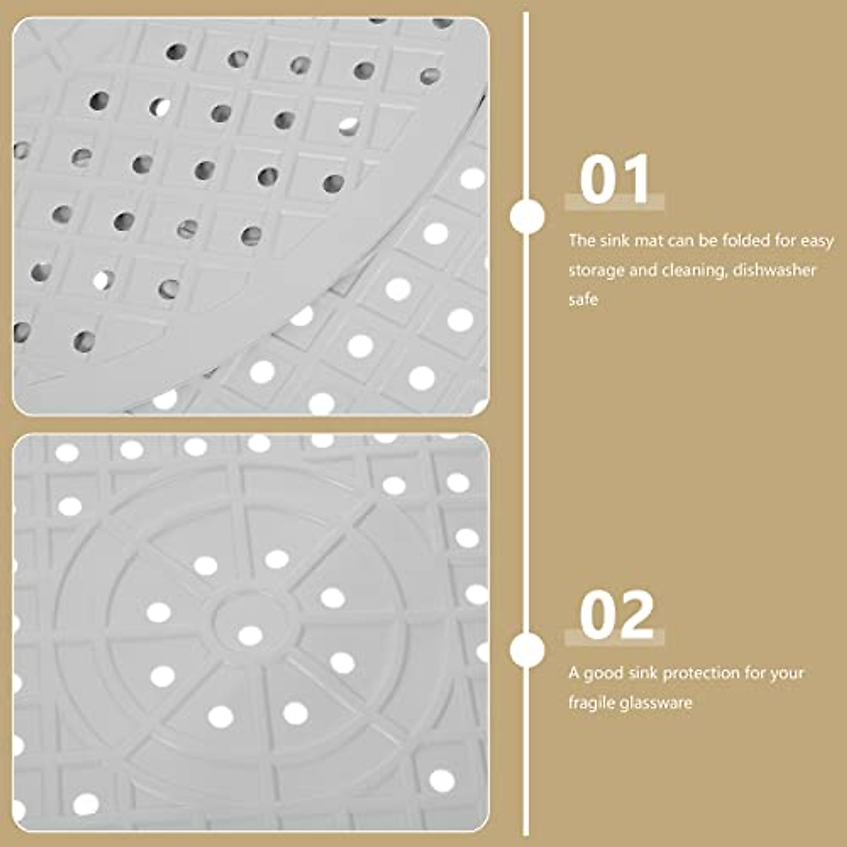 UPKOCH Round Sink Mat 2pcs Rubber Sink Protectors Kitchen Sink Mat Sink Dish Rack Dish Drying Mats Protect Sink from Stains Damage Scratches White Center Drain Sink Mat