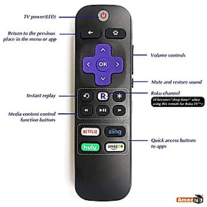 Amaz247 ROKU Remote Works with All Roku Player (Box Shape of Roku) and a Regular TV. Pairing Instruction Included. Does NOT Work with ROKU Stick!!