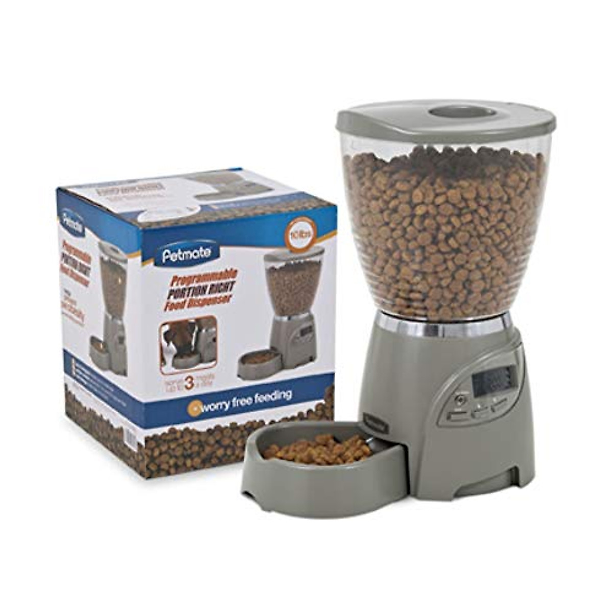 Petmate Portion Right Programmable Dog and Cat Feeder 2 Sizes Brushed Nickel
