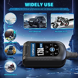 [4-Pack] CARSHAM Trickle Battery Charger 6V 12V Smart Float Charger Automatic Maintainer for Car Motorcycle Lawn Mower Tractor Automotive ATV Lead Acid and Lithium Batteries