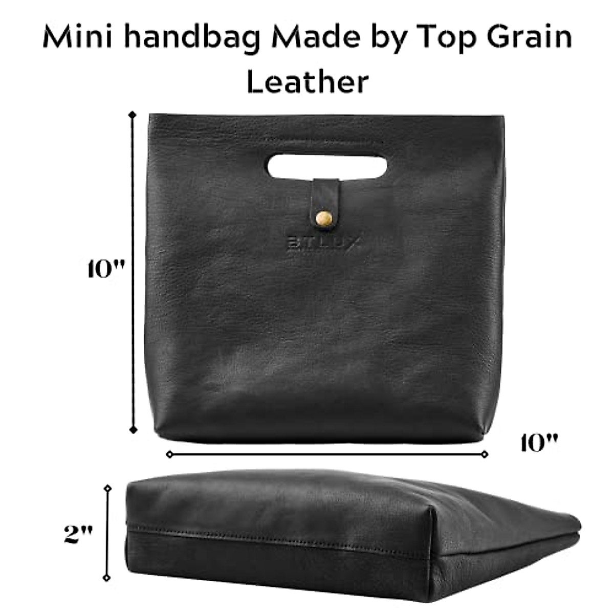 BTLUX Leather Tote Handbag for Women - Handmade with 100% Full Grain Leather - Shopper Tote Bag with Minimalist Design- Made in Georgia - Black