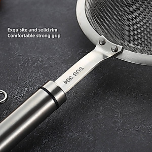 SUNWUKIN 304 Stainless Steel Fine Mesh Strainers for Kitchen, Colander-Skimmer with Handle, Sieve Sifters for Food, Tea, Rice, Oil, Noodles, Fruits, Vegetable