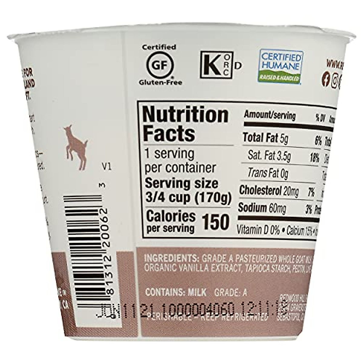 Redwood Hill Goat Milk Yogurt, Vanilla, 6 oz