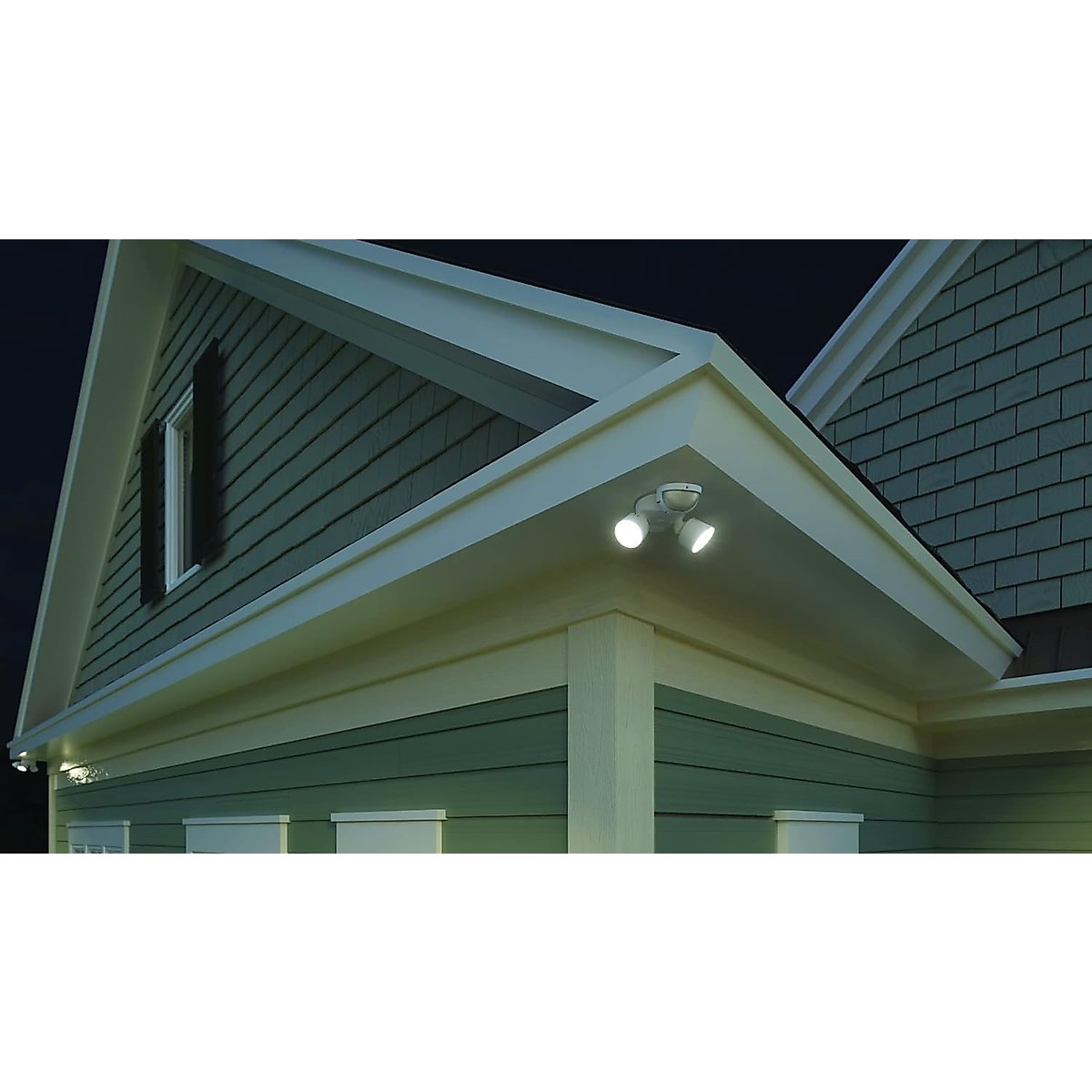 Lithonia Lighting HGX LED 2RH 40K 120 MO WH M2 HomeGuard Security Flood Lights, 4000 Lumens, 2-Light, Photocell Sensor and Motion Detection, White