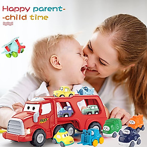 SQZUWIT Toddler Toys Car for 1 2 3+ Year Old Boys - 11 in 1 Music and Lighting Carrier Trucks - Age Kids 4-6 Toys 12-18 Months Christmas Party Birthday Baby Gift Toddler Toys Age 1-2