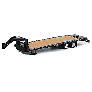 Greenlight 30390 Gooseneck Trailer - Black with Red and White Conspicuity Stripes (Hobby Exclusive) 1:64 Scale Diecast
