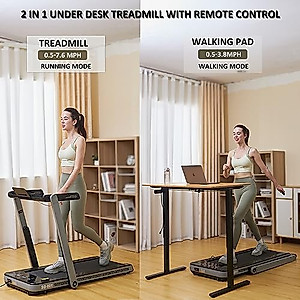 Treadmills for Home, Walking Pad Treadmill Under Desk，2 in 1 Foldable Treadmill Standing , Portable Running Machine Max 300 LBS Weight for Office and Apartment with Speaker,APP, Remote Control