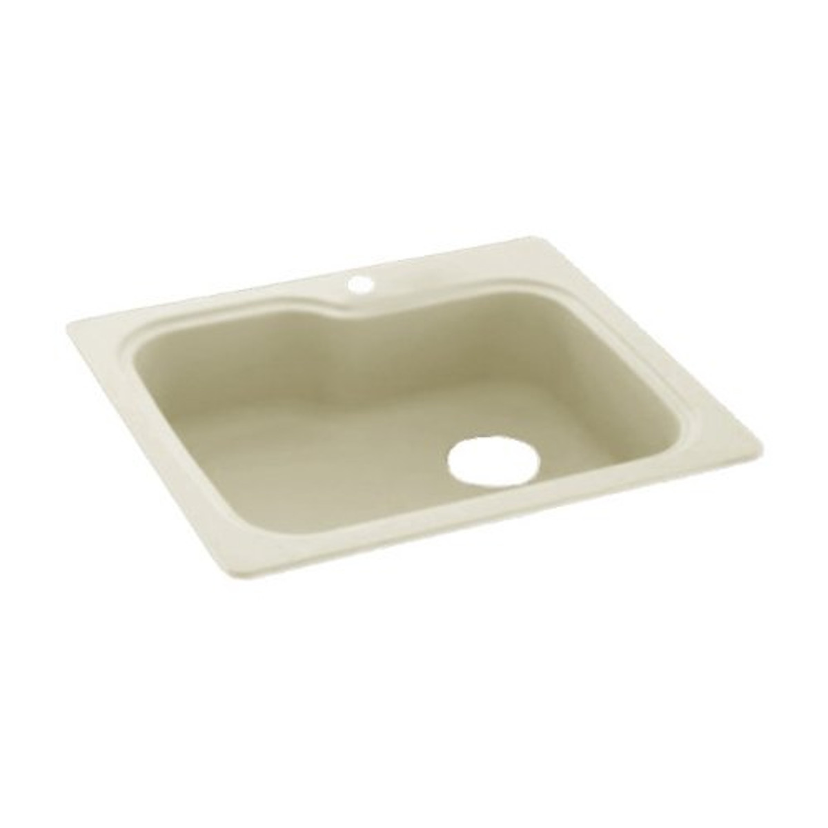 Swanstone KS03322SB.037 Solid Surface 1-Hole Drop in Single-Bowl Kitchen Sink, 33-in L X 22-in H X 10-in H, Bone