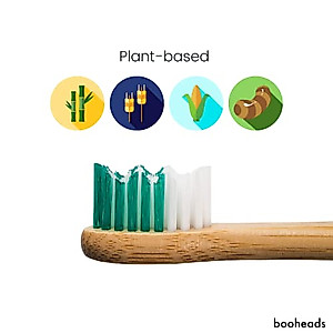 booheads - Bamboo Electric Toothbrush Heads | Biodegradable Eco-Friendly Sustainable Recyclable | Compatible with Sonicare (Purple & Green)
