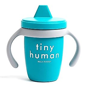 Bella Tunno Happy Sippy Cup – Transition Sippy Cups for Baby 6 Months and Older, Baby and Toddler Sippy Cups with Removable Handles and Non-Toxic, BPA Free Silicone, Tiny Human, 8 oz